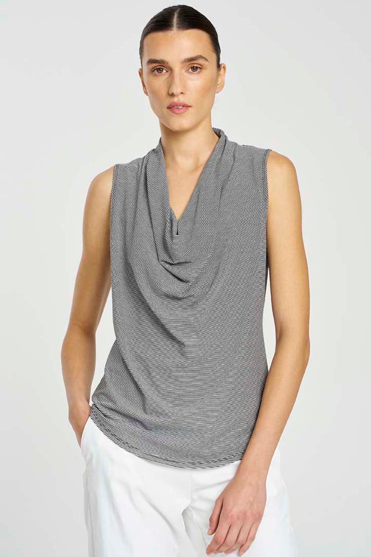 Drape Shell in Caviar Stripe by Mela Purdie – Frockaholics at Momento Dezigns