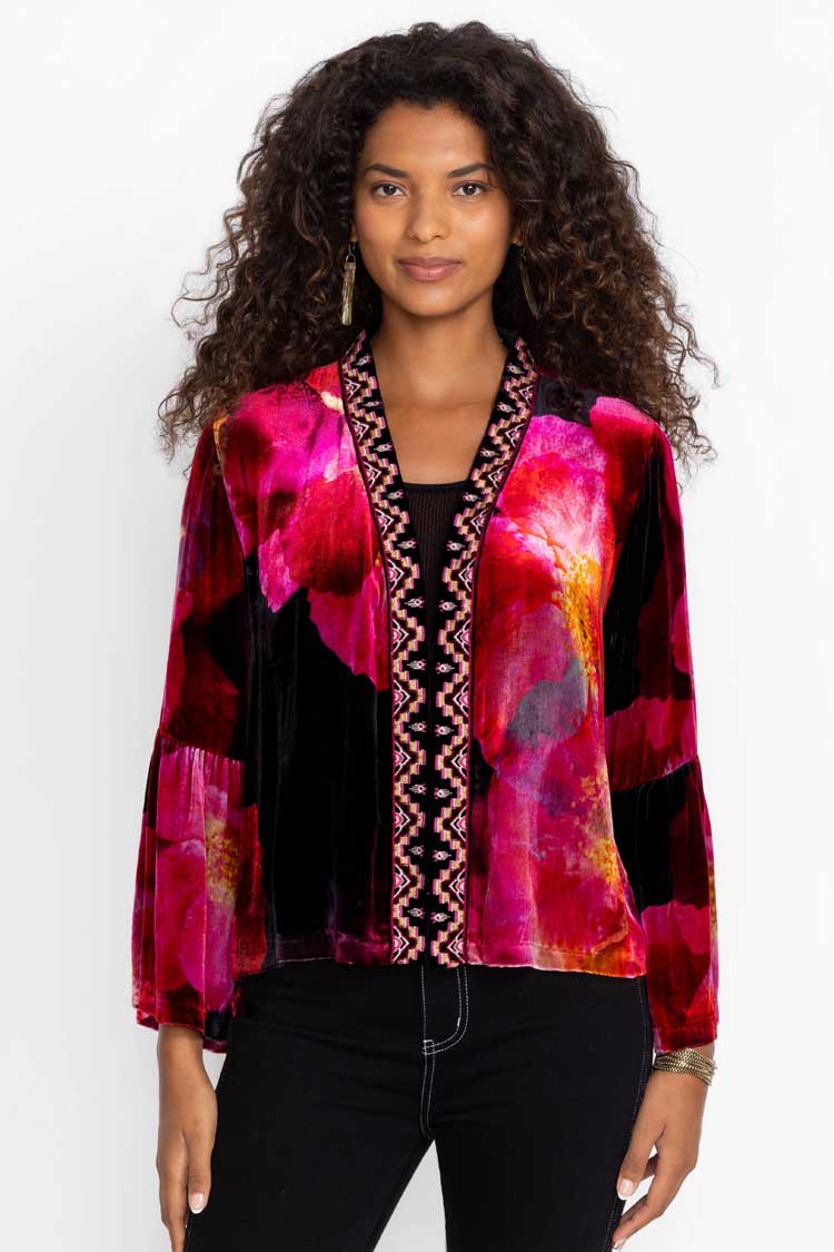 Ruby Bloom Ruffle Sleeve Velvet Bolero by Johnny Was – Frockaholics at ...